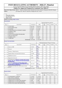 FEES REGULATING AUTHORITY - 2026-27 - MSIBM